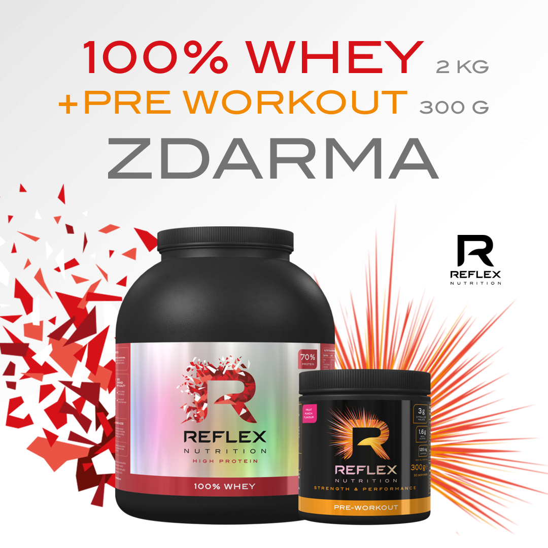 100% Whey Protein + Pre-Workout 300g ZDARMA!